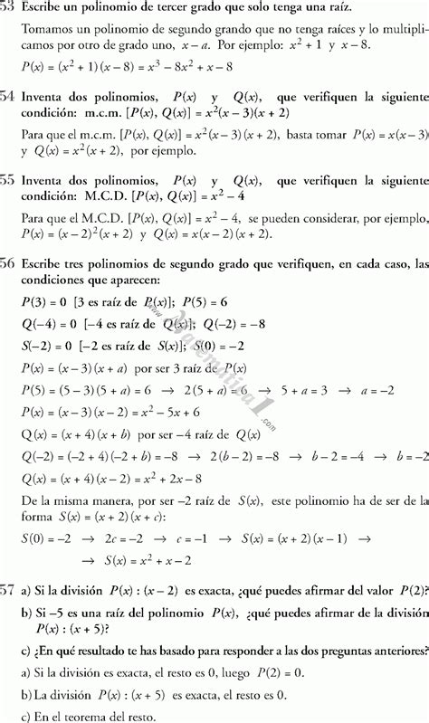 Polinomios Y Fracciones Algebraicas 4to De Secundaria Eso Ejercicios