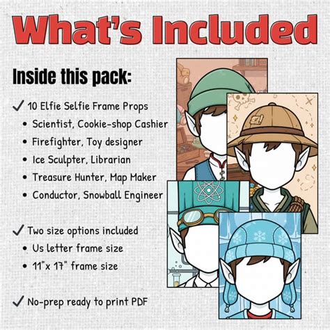 Elfie Selfie Jobs Frame Props Elf Yourself Template Christmas Frame