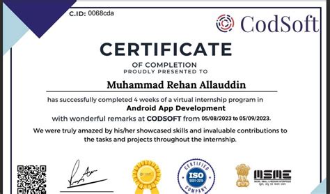 Muhammad Rehan Allauddin On Linkedin Androiddev Internshipcomplete