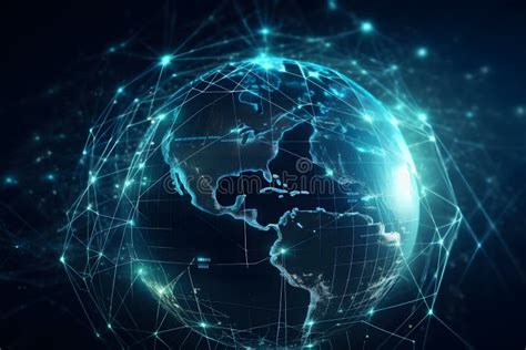 Digital Hologram Of Planet Earth Neural Network Ai Generated Stock Image Image Of Icon Media