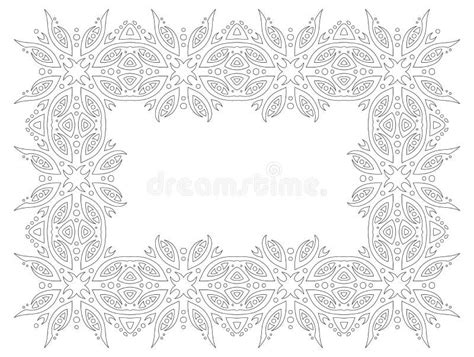 Line Art For Coloring Book With Rectangle Frame Stock Vector