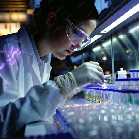 A Geneticist Analyzing Dna Sequences In A Lab Premium Ai Generated Image