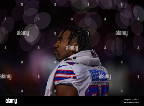 Buffalo Bills Linebacker Tyrel Dodson 25 On The Sidelines Before An