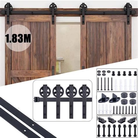 LEYSHOP M Tringle Rail à Double Porte Coulissante Suspendu Système de Voie Grande Roue de