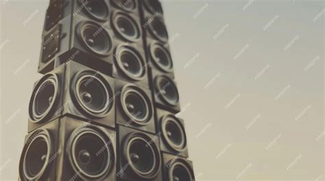 Premium Photo Towering Stack Of Speakers Reaching Towards A Clear Sky