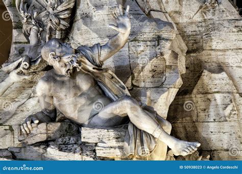 Rio Della Plata Fontana Dei Quattro Fiumi Piazza Navona Rome Italy Stock Image Image Of
