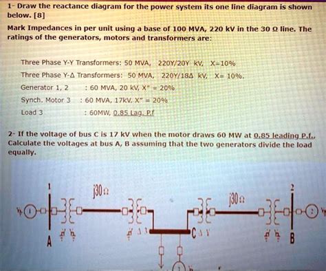 solved draw the reactance diagram for the power system its one line