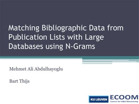 Matching Bibliographic Data From Publication Lists With