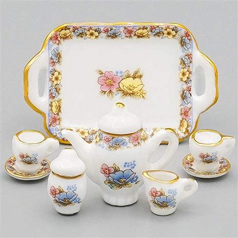 Odoria 112 Miniature Porcelain Tea Set 8pcs Dollhouse Decoration