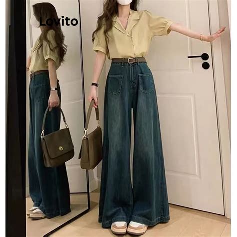 Lovito Women Casual Plain Pocket Zipper Jeans LNA Shopee Philippines