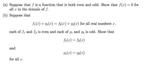 Solved A Suppose That F Is A Function That Is Both Even