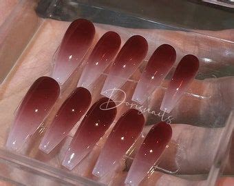Luxury Deep Burgundy Merlot Wine Press On Nails Gel Press On Nail