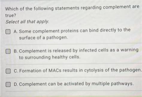 Solved Which Of The Following Statements Regarding Chegg