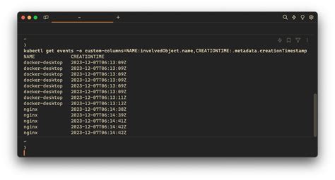 List Events With Kubectl Warp
