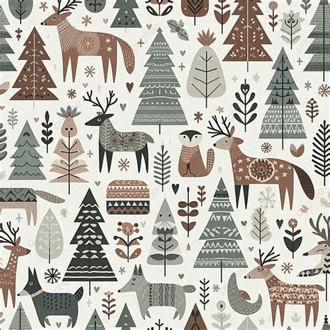 Forest Fauna And Trees Patterned Background Pattern Forest Background Image And Wallpaper For