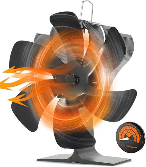 Stove Fan 6 Blades Stove Fan For Wood Burning With Thermometer Silent