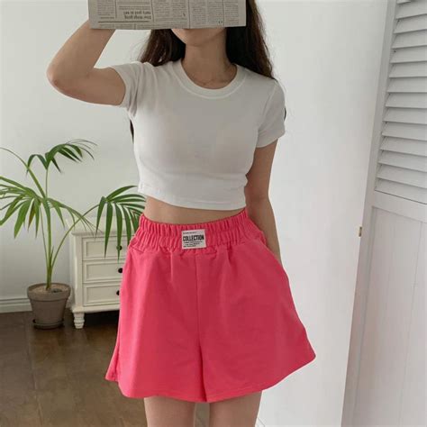 여자 여름여행 피서룩 패치 밴딩숏팬츠 A라인 반바지