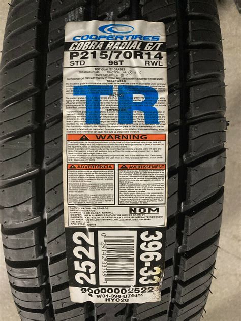 4 New 215 70 14 Cooper Cobra Radial G T White Letter Tires New For