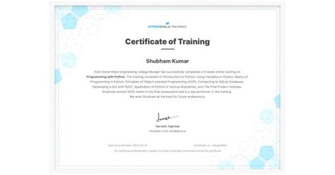 shubham kumar on linkedin successfully completed the programming with python training from…