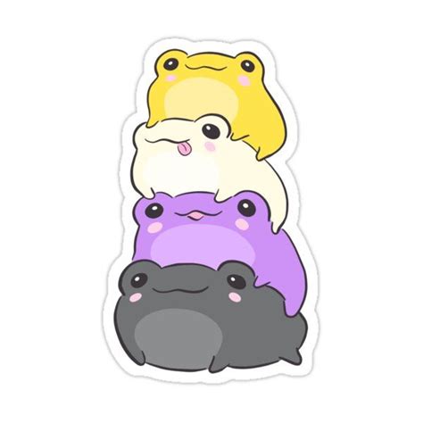Nonbinary Pride Frog Cute Kawaii Aesthetic Frog Subtle Non Binary Enby Nb Pride Flag Col Sticker