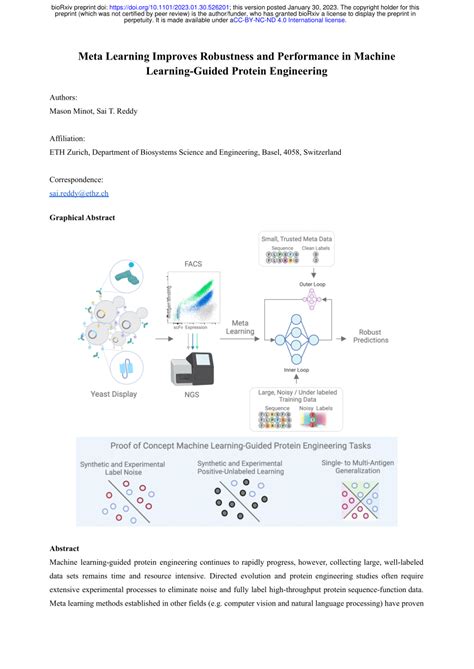 Pdf Meta Learning Improves Robustness And Performance In Machine Learning Guided Protein