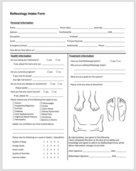 Free Forms My Massage World Massage Intake Forms Reflexology