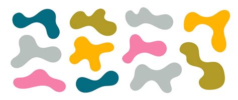 추상적인 유기적 형태 컬렉션 불규칙한 액체 형태가 설정됩니다 직사각형 아메바 얼룩 얼룩 방울 또는 얼룩 묶음 라벨 스티커 배너 태그 콜라주를 위한 다양한 디자인 요소 벡터