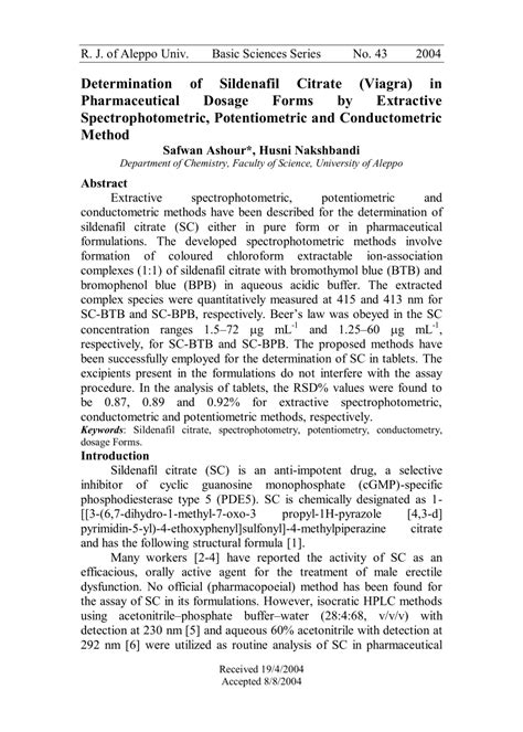 Pdf Determination Of Sildenafil Citrate Viagra In Pharmaceutical