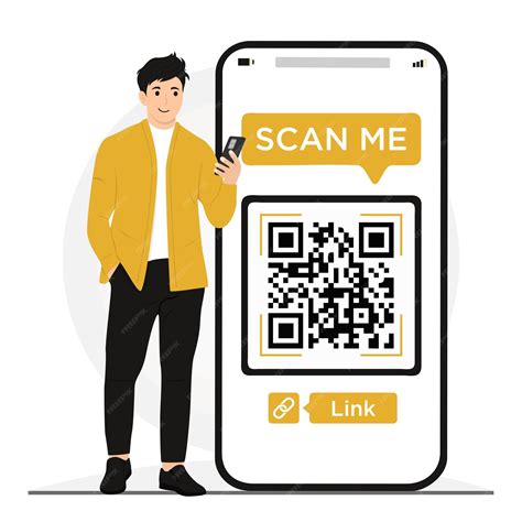 Premium Vector Flat Vector Smartphone Man Scanning Qr Code