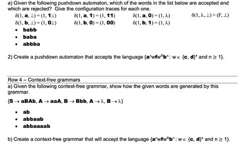 Solved A Given The Following Pushdown Automaton Which Of
