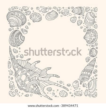 Seashell Border Frame Ocean Pattern Vector Stock Vector 433680691 Shutterstock
