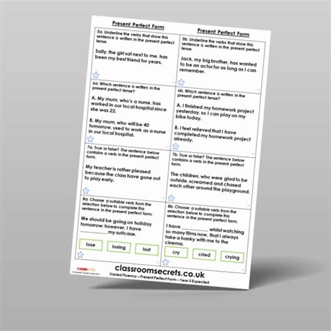 Year 5 Present Perfect Form Varied Fluency Resource Classroom Secrets