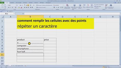 EXCEL astuce pratique pour répéter un caractère et remplir une cellule