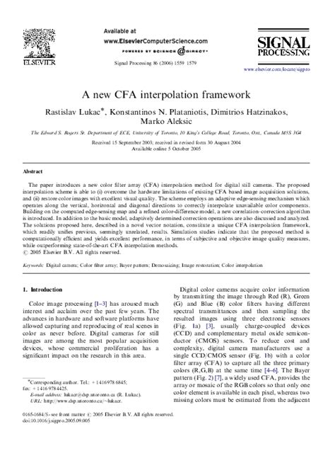 Pdf A New Cfa Interpolation Framework
