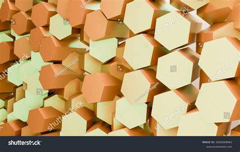 3d Rendering Numerous Interconnected Hexagonal Shapes Stock