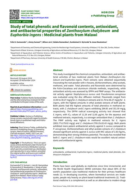 Pdf Study Of Total Phenolic And Flavonoid Contents Antioxidant And