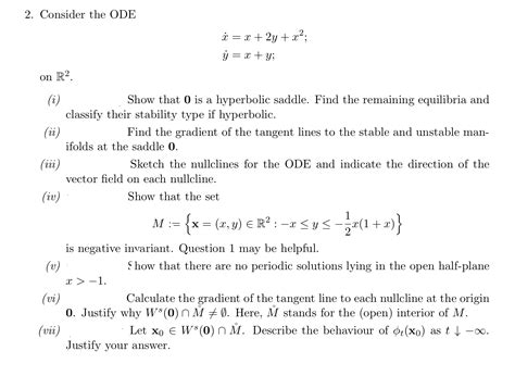 Solved Consider The Ode X X Y X Y X Y On R I Show Chegg