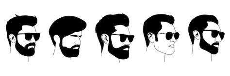 Premium Vector Set Of Hand Drawn Men Profiles Silhouette Fashion Man
