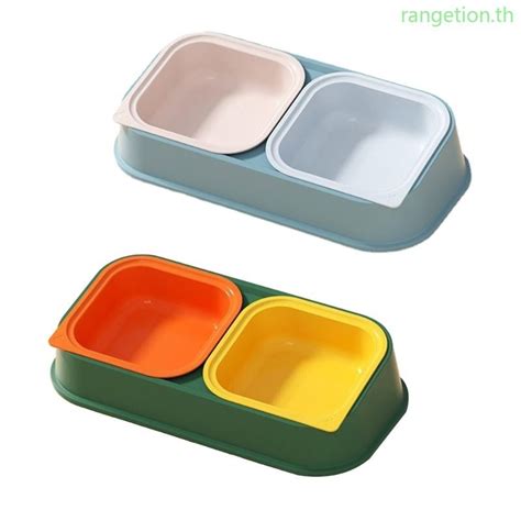 Ran เครื ่ องให ้ อาหารสัตว ์ เลี ้ ยงและ Waterer ที ่ ถอดออกได ้ แมว Anti พลิกคว ่ ําชาม Anti