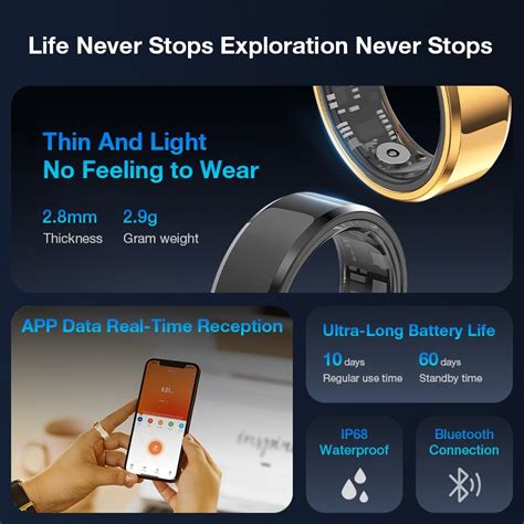 Aolon Ring Gen Smart Ring Ip Waterproof Swimming Diving Sports Health Records Thin And