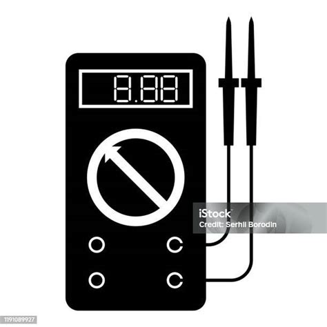 數位萬用表用於測量電氣指示器 Ac Dc 電壓安度歐姆計功率帶探頭圖示黑色向量插圖平面式圖像向量圖形及更多健保和醫療圖片 健保和醫療