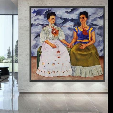 Frida Kahlo The Two Fridas Canvas Surreal Heart Art Mexican Folk Art