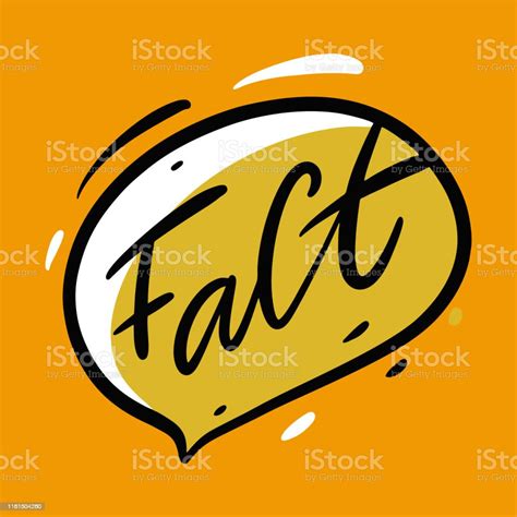 Fact Icon Hand Drawn Vector Phrase Lettering Isolated On Yellow