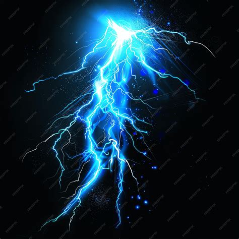 Glowing Lightning Effect On Black Background Premium Ai Generated Image
