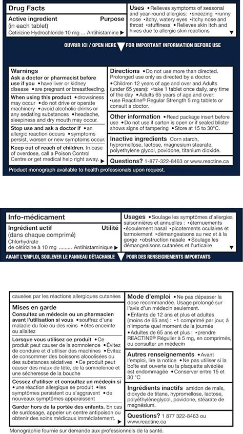 Reactine Extra Strength Antihistamine Tablets 10mg Cetirizine Hydrochloride 24 Hour Allergy
