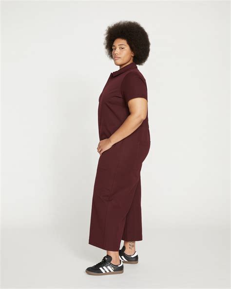 Kate Stretch Cotton Twill Jumpsuit Black Cherry Universal Standard