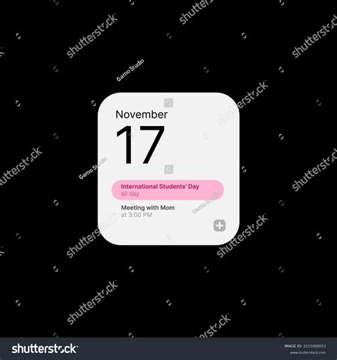 Calendar Widget Ui Concept On Black Stock Vector Royalty Free 2215908053 Shutterstock