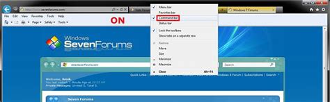 Internet Explorer Command Bar Turn On Or Off Tutorials