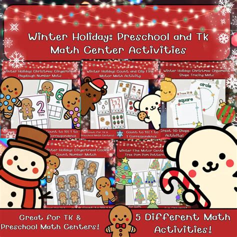 Winter Holiday Preschool And Tk Math Center Activities Bundle Tpt