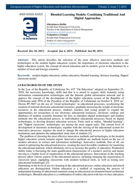 Pdf Blended Learning Models Combining Traditional And Digital Approaches